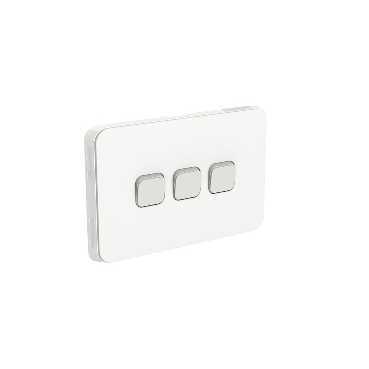 Clipsal Iconic - Flush Switch, 3 Gang, Horizontal Mount, 1-Way/2-Way ...